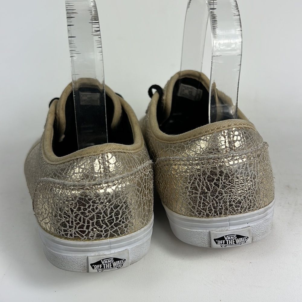 Vans Gold Metallic Crackle Leather Lace Up Athletic S… - Gem